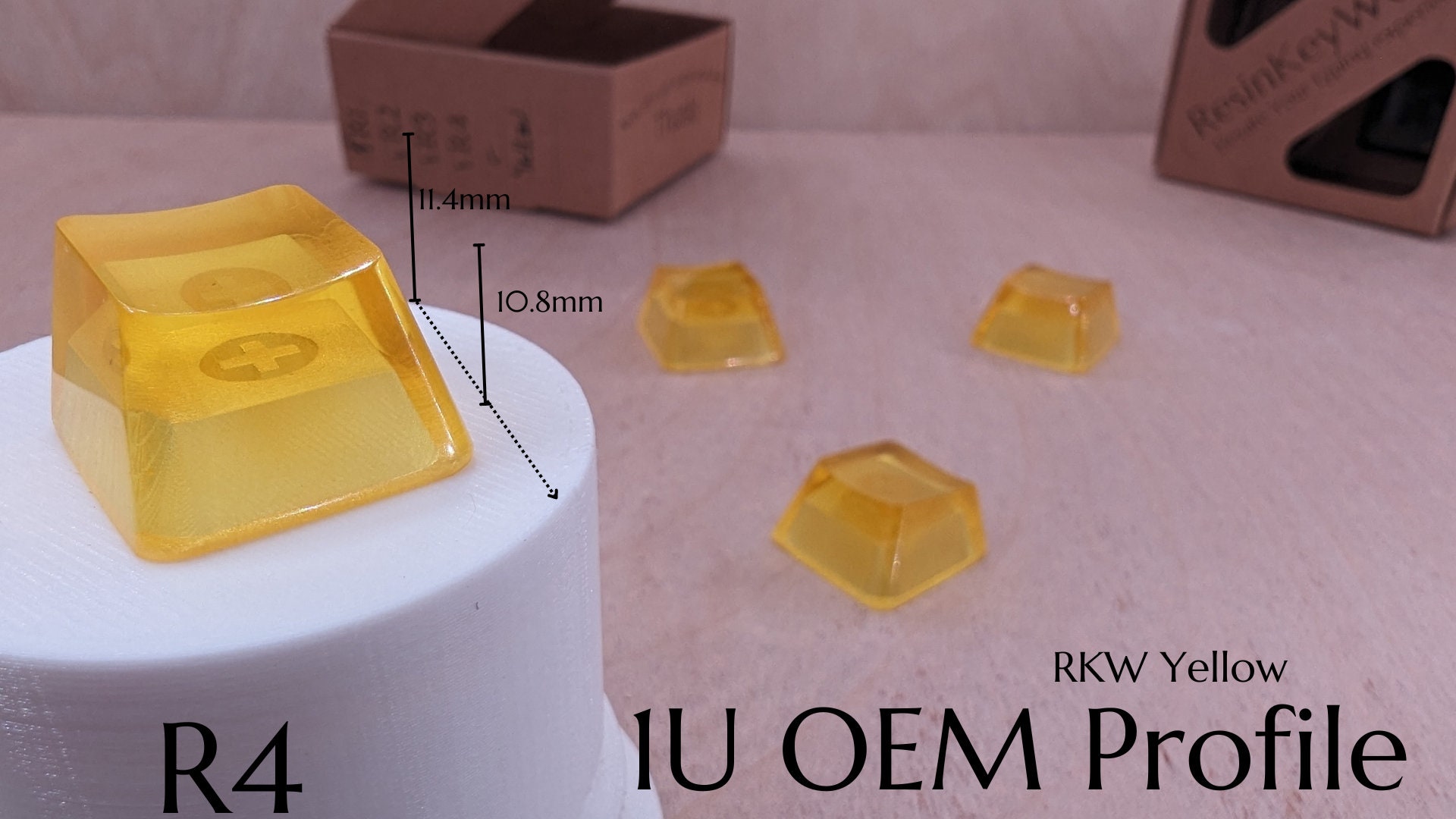 Yellow Blank 1U Accent Keycaps, Transparent Hand Polished Resin OEM ...
