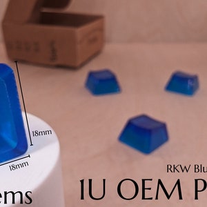 Blueberry Blue Blank 1U Accent Keycaps, Transparent Hand Polished Resin ...