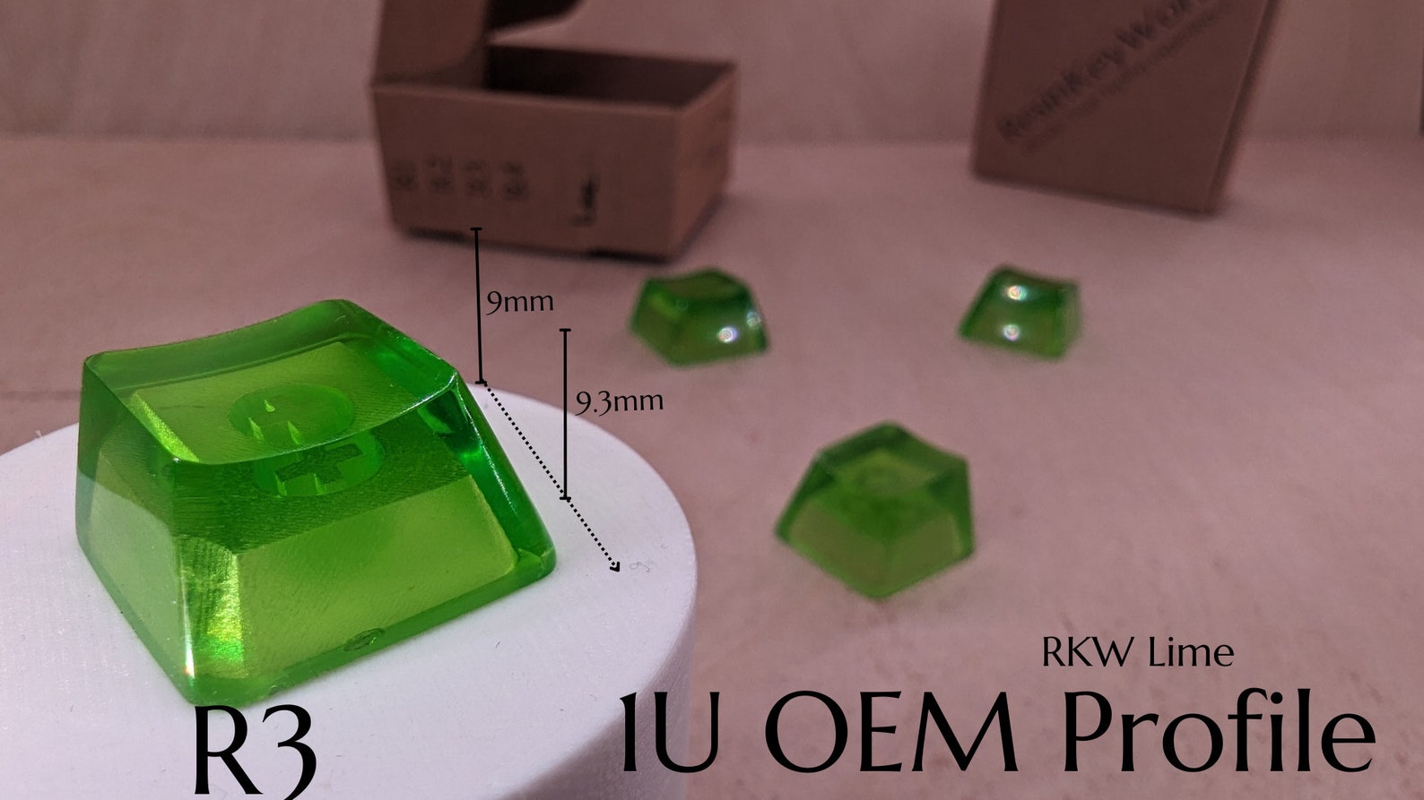 Lime Green Blank 1U Accent Keycaps, Transparent Hand Polished Resin OEM ...