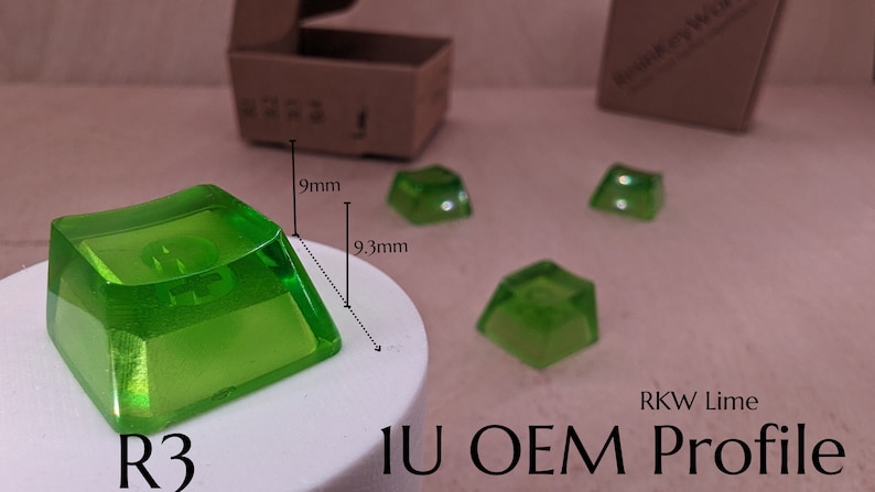 Lime Green Blank 1U Accent Keycaps, Transparent Hand Polished Resin OEM ...