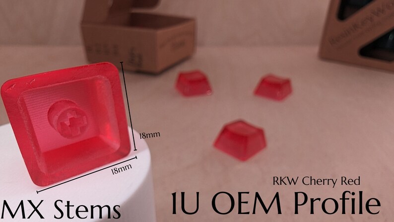 Cherry Red Blank 1U Accent Keycaps, Transparent Hand Polished Resin OEM ...