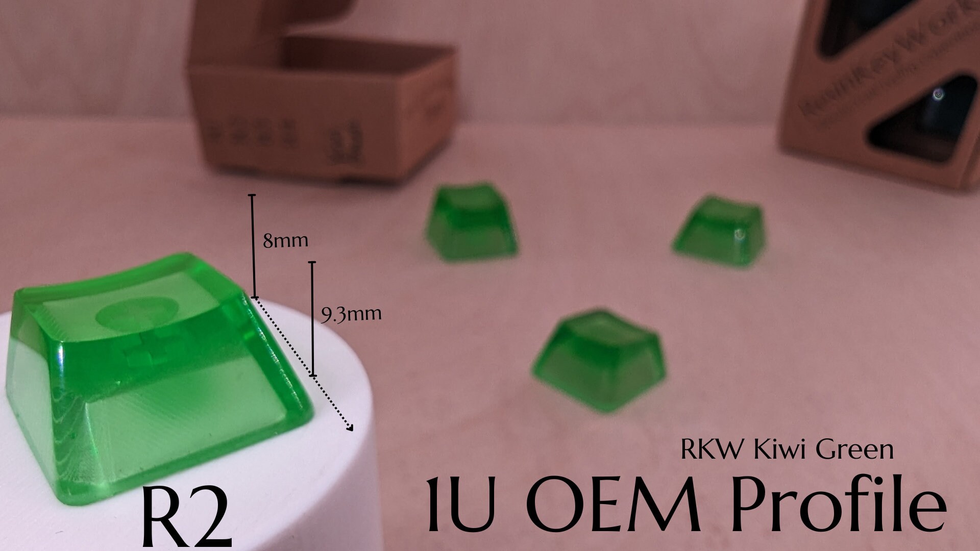 Kiwi Green Blank 1U Accent Keycaps, Transparent Hand Polished Resin OEM ...