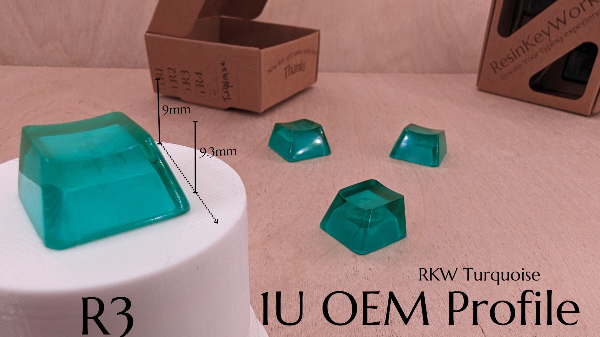 Turquoise Blank 1U Accent Keycaps, Transparent Hand Polished Resin OEM ...