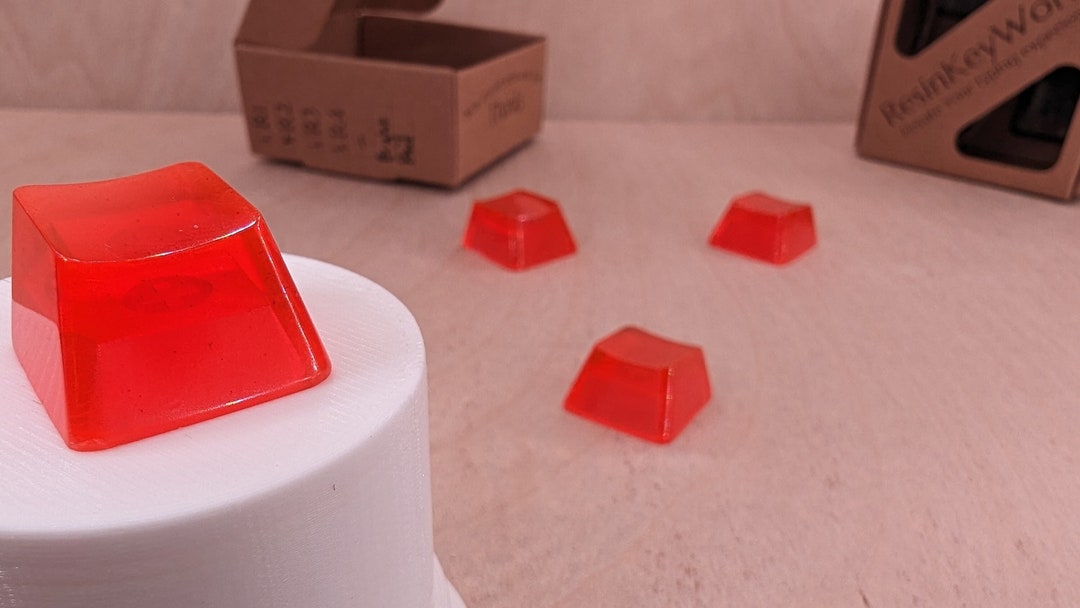 Bright Red Blank 1U Accent Keycaps, Transparent Hand Polished Resin OEM ...