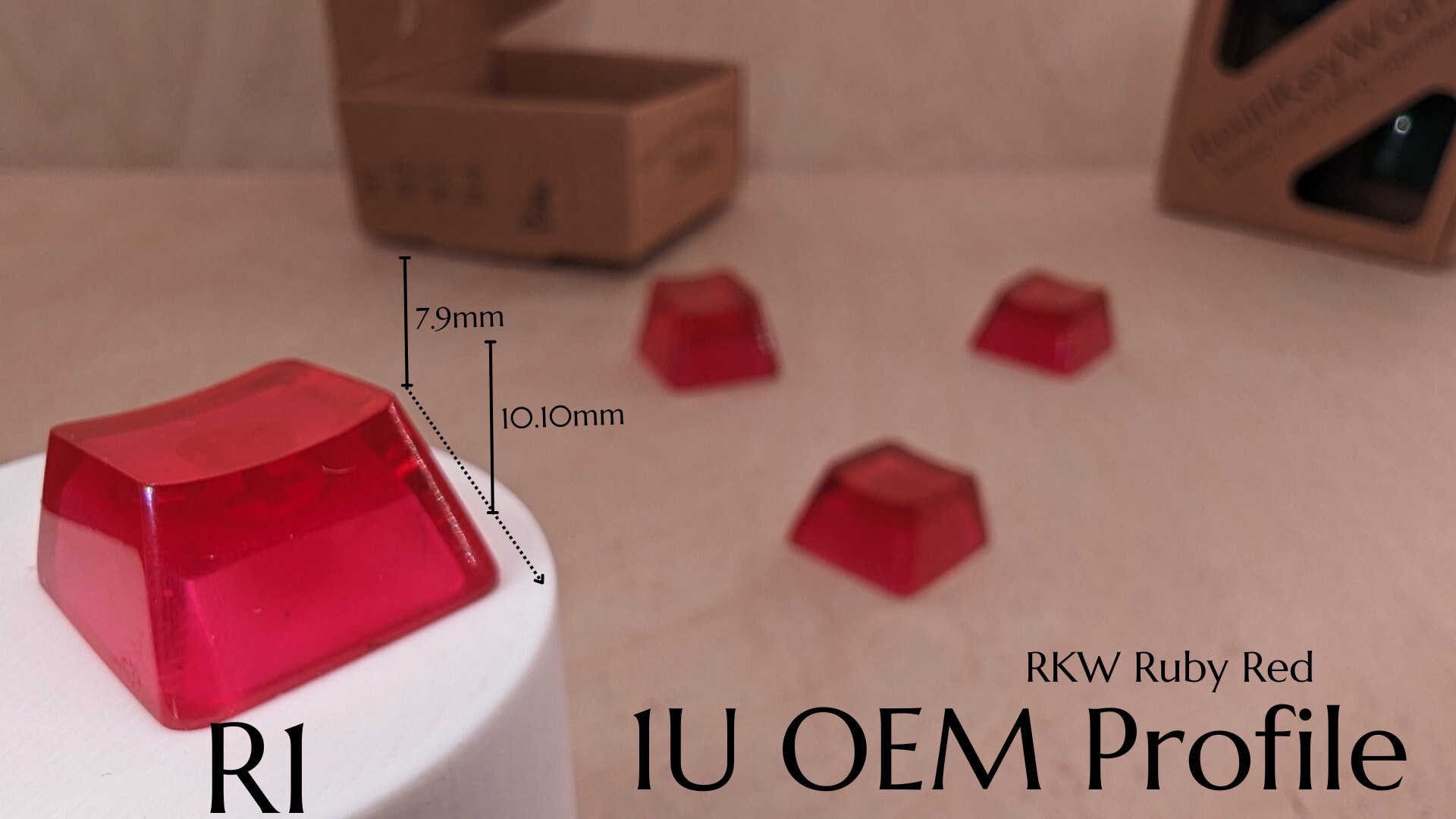 Ruby Red Blank 1U Accent Keycaps, Transparent Hand Polished Resin OEM ...