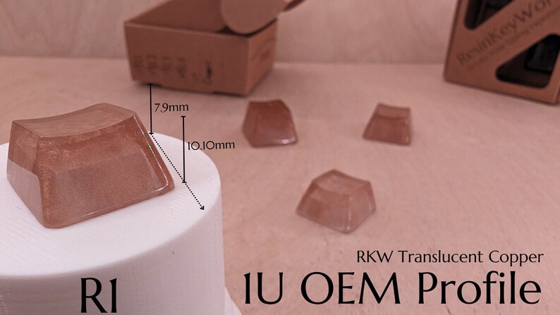 Copper Blank 1U Accent Keycaps, Transparent Hand Polished Resin OEM ...