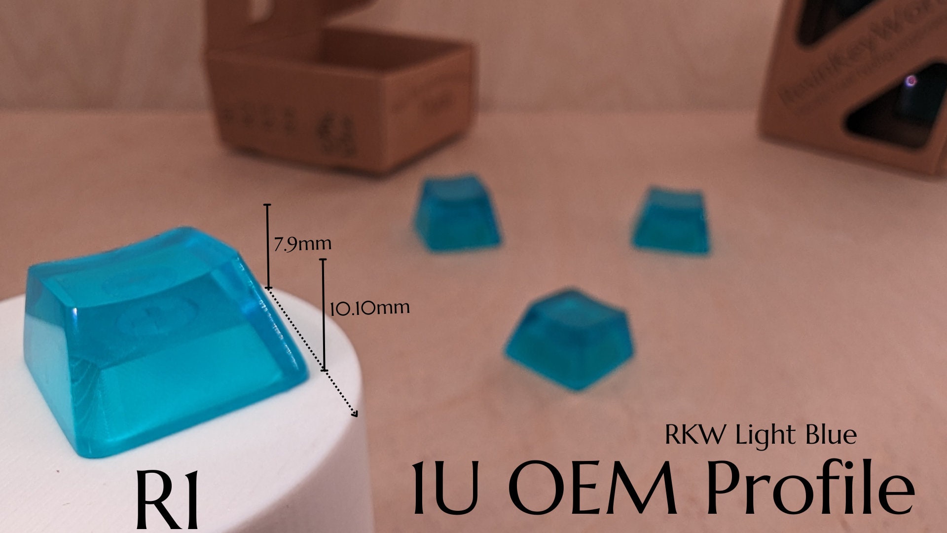 Light Blue Blank 1U Accent Keycaps, Transparent Hand Polished Resin OEM ...