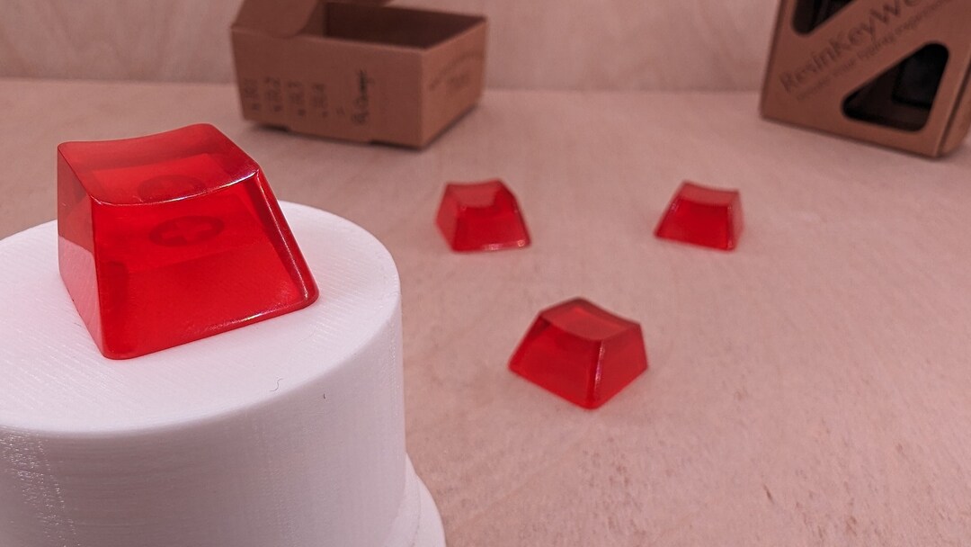 Red Orange Blank 1U Accent Keycaps, Transparent Hand Polished Resin OEM ...