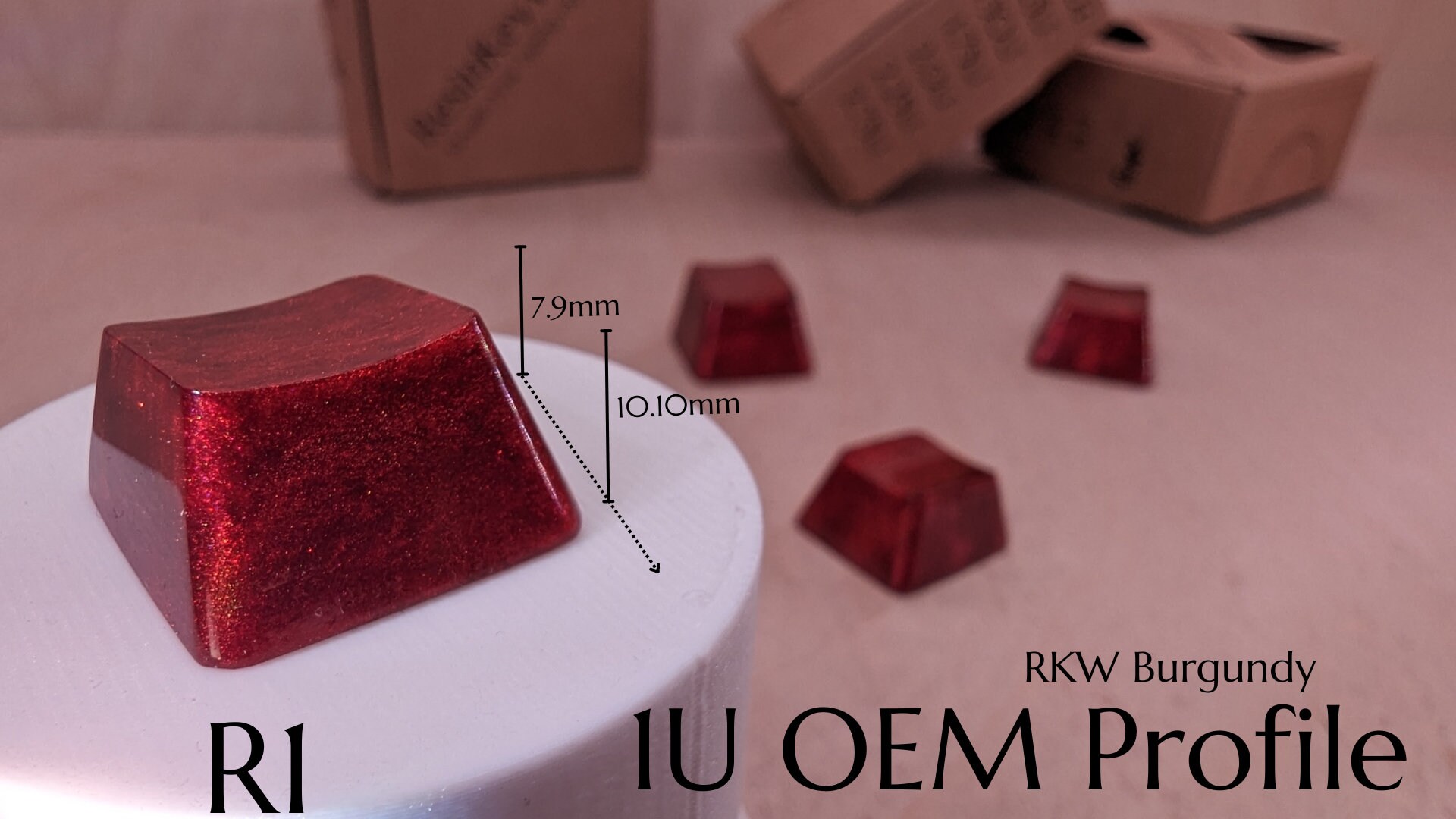 Burgundy Red Blank 1U Accent Keycaps, Semi-opaque Hand Polished Resin ...