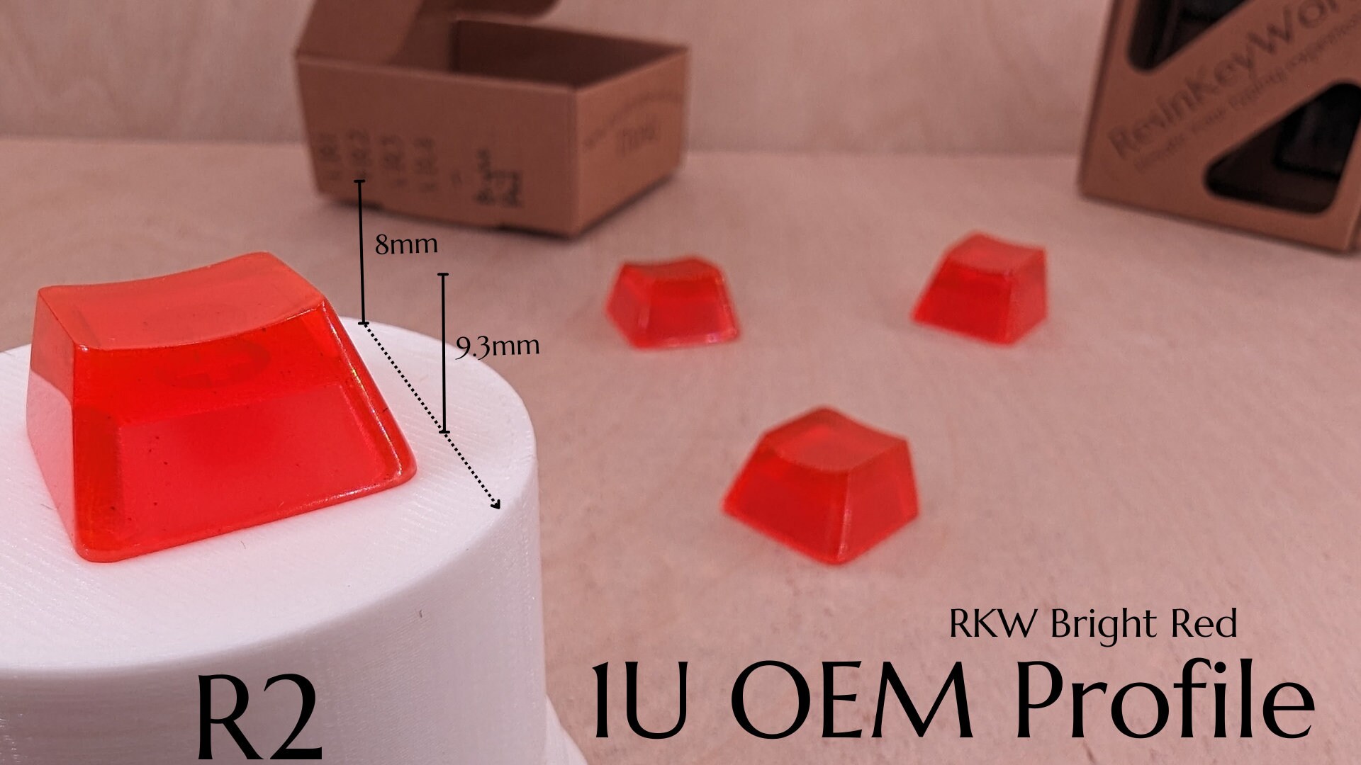 Bright Red Blank 1U Accent Keycaps, Transparent Hand Polished Resin OEM ...