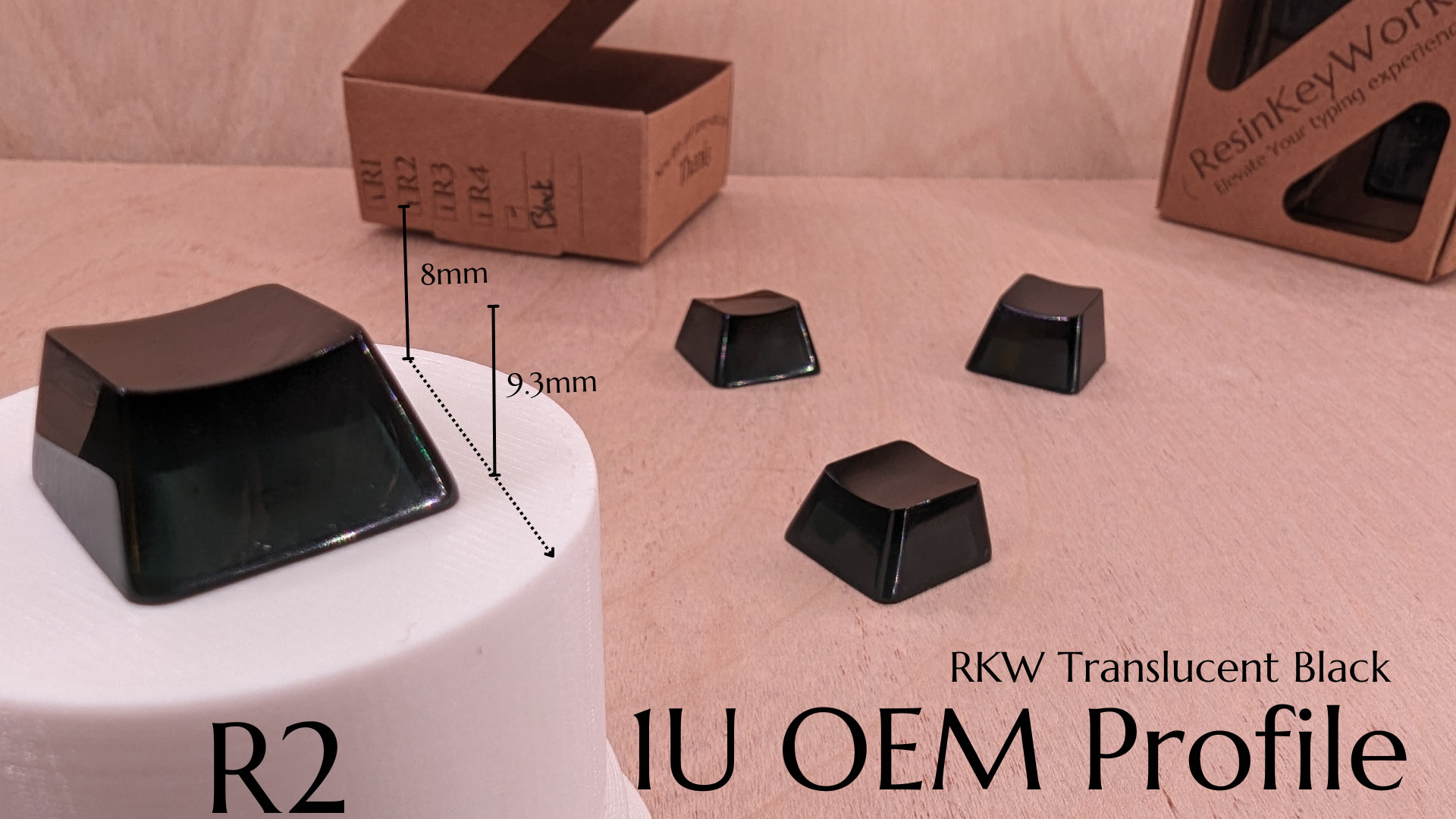 Black Blank 1U Accent Keycaps, Transparent Hand Polished Resin OEM Caps ...