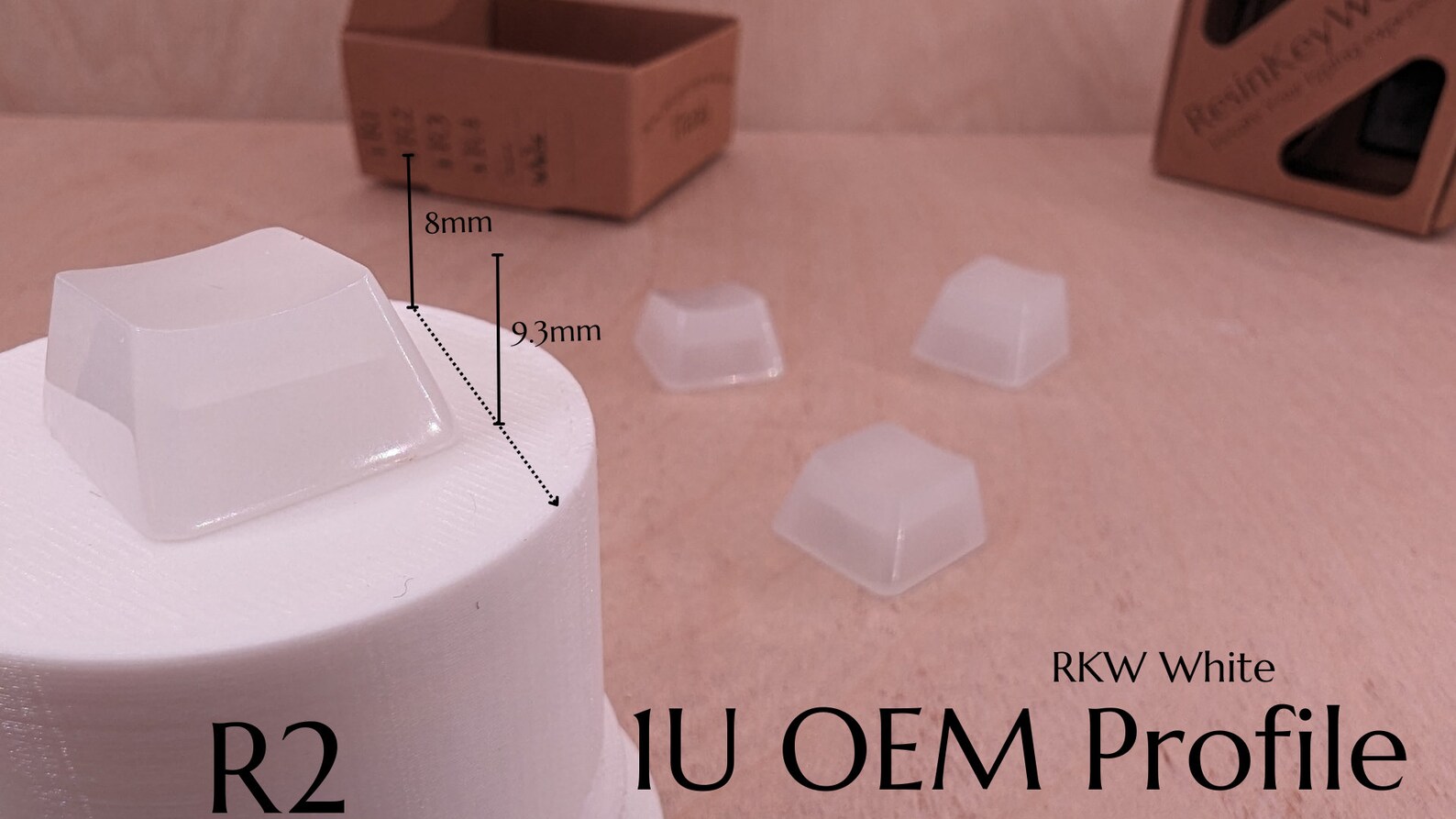 White Blank 1U Accent Keycaps, Transparent Hand Polished Resin OEM Caps ...
