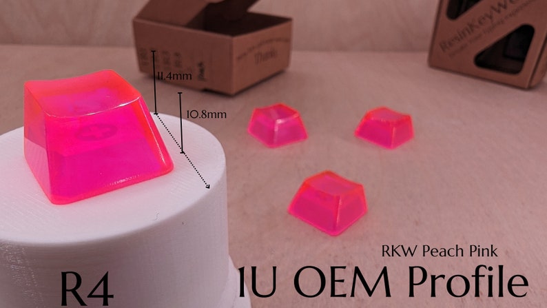 Peach Pink Blank 1U Accent Keycaps, Transparent Hand Polished Resin OEM ...