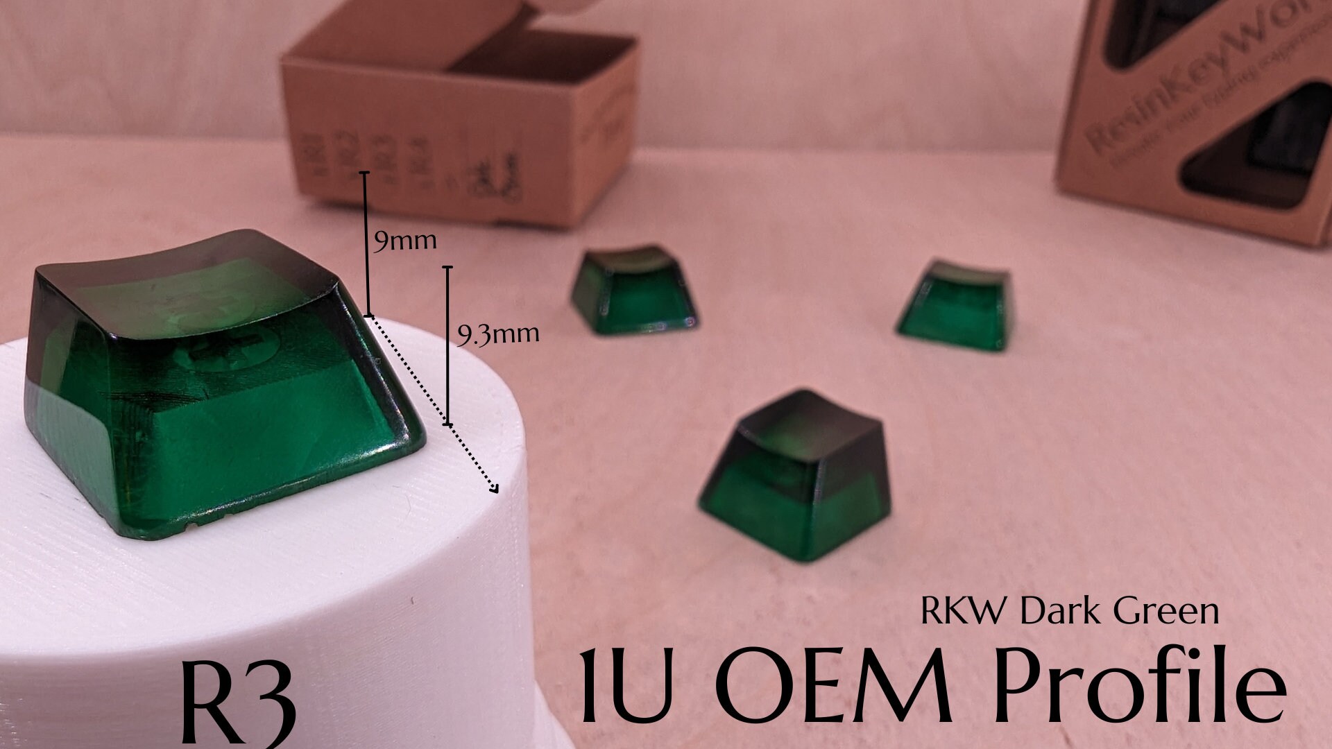 Dark Green Blank 1U Accent Keycaps, Transparent Hand Polished Resin OEM ...