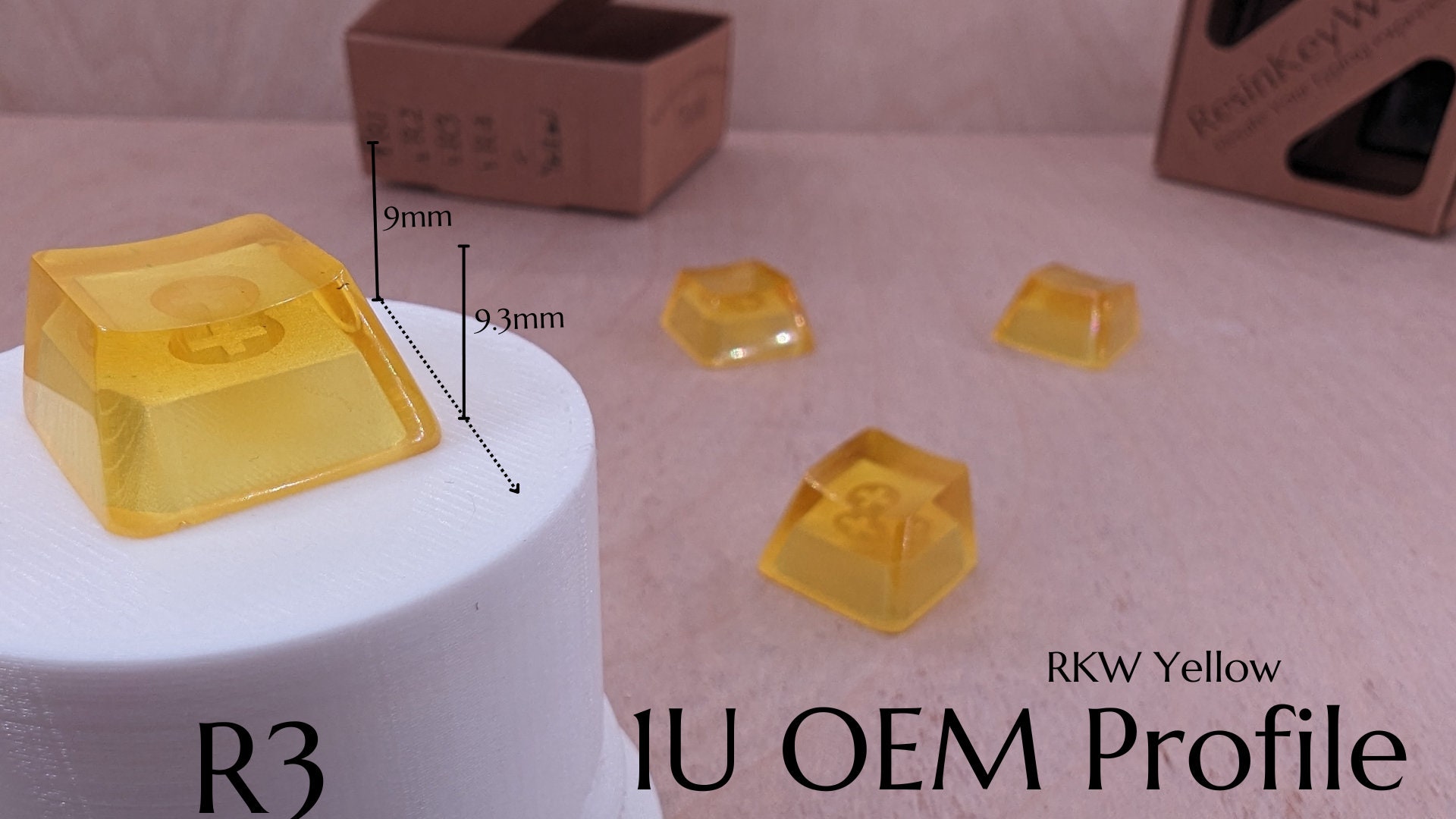 Yellow Blank 1U Accent Keycaps, Transparent Hand Polished Resin OEM ...