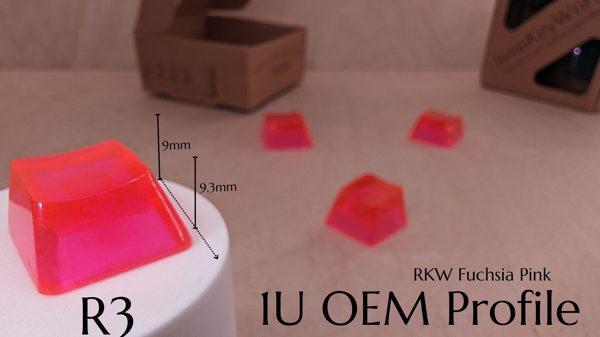 Fuchsia Pink Blank 1U Accent Keycaps, Transparent Hand Polished Resin ...