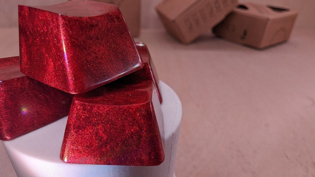 Burgundy Red Blank 1U Accent Keycaps, Semi-opaque Hand Polished Resin ...