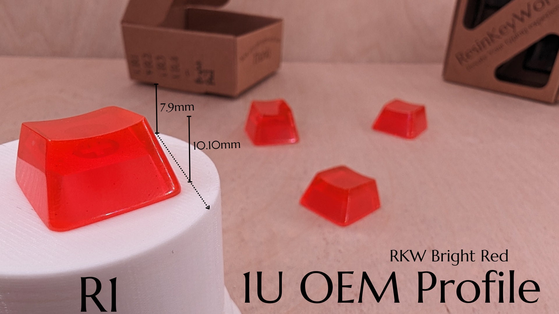 Bright Red Blank 1U Accent Keycaps, Transparent Hand Polished Resin OEM ...