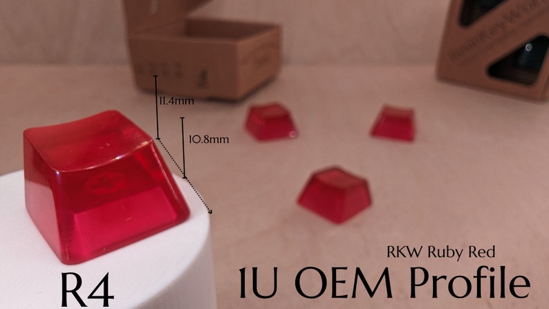 Ruby Red Blank 1U Accent Keycaps, Transparent Hand Polished Resin OEM ...