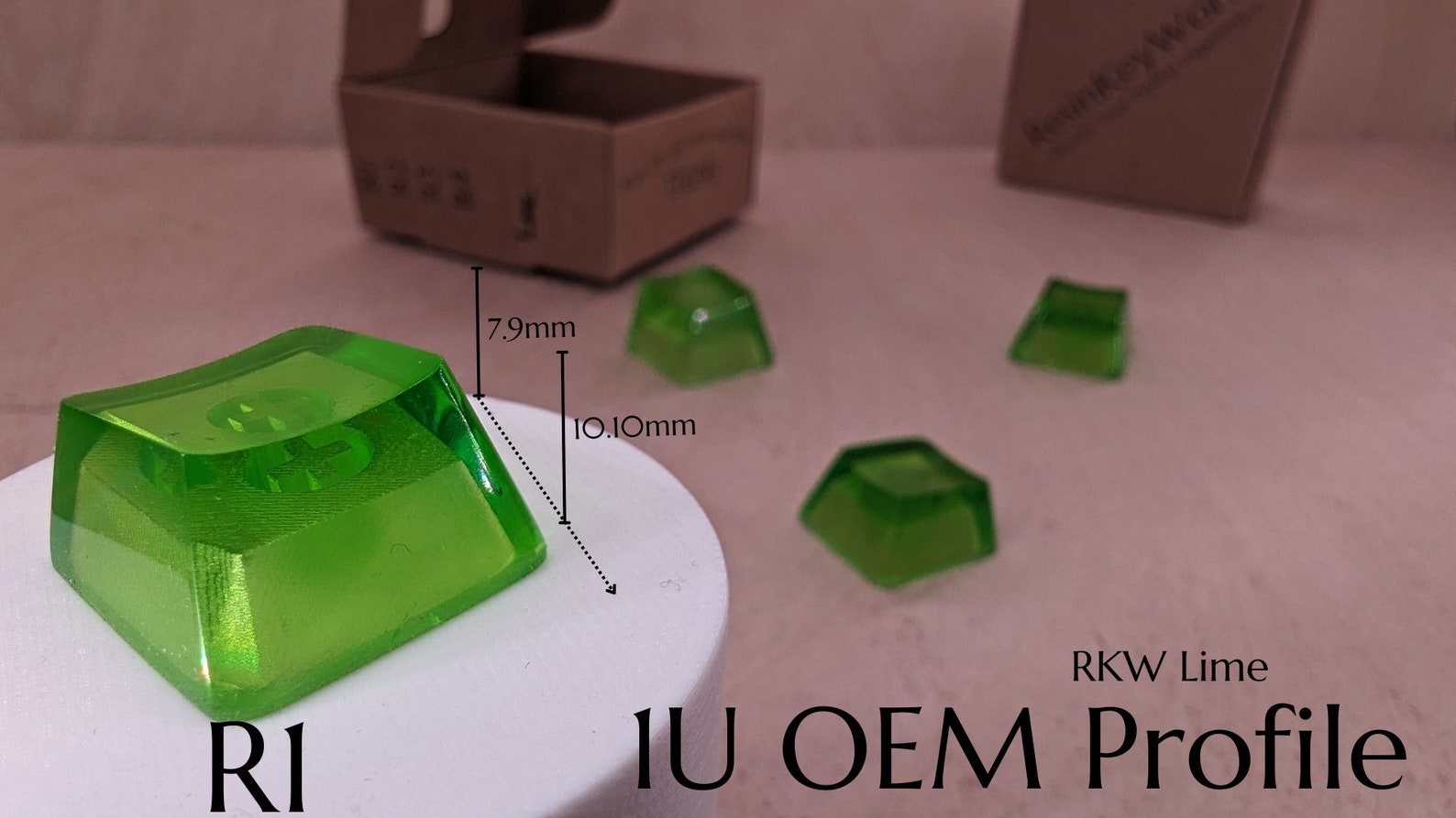 Lime Green Blank 1U Accent Keycaps, Transparent Hand Polished Resin OEM ...