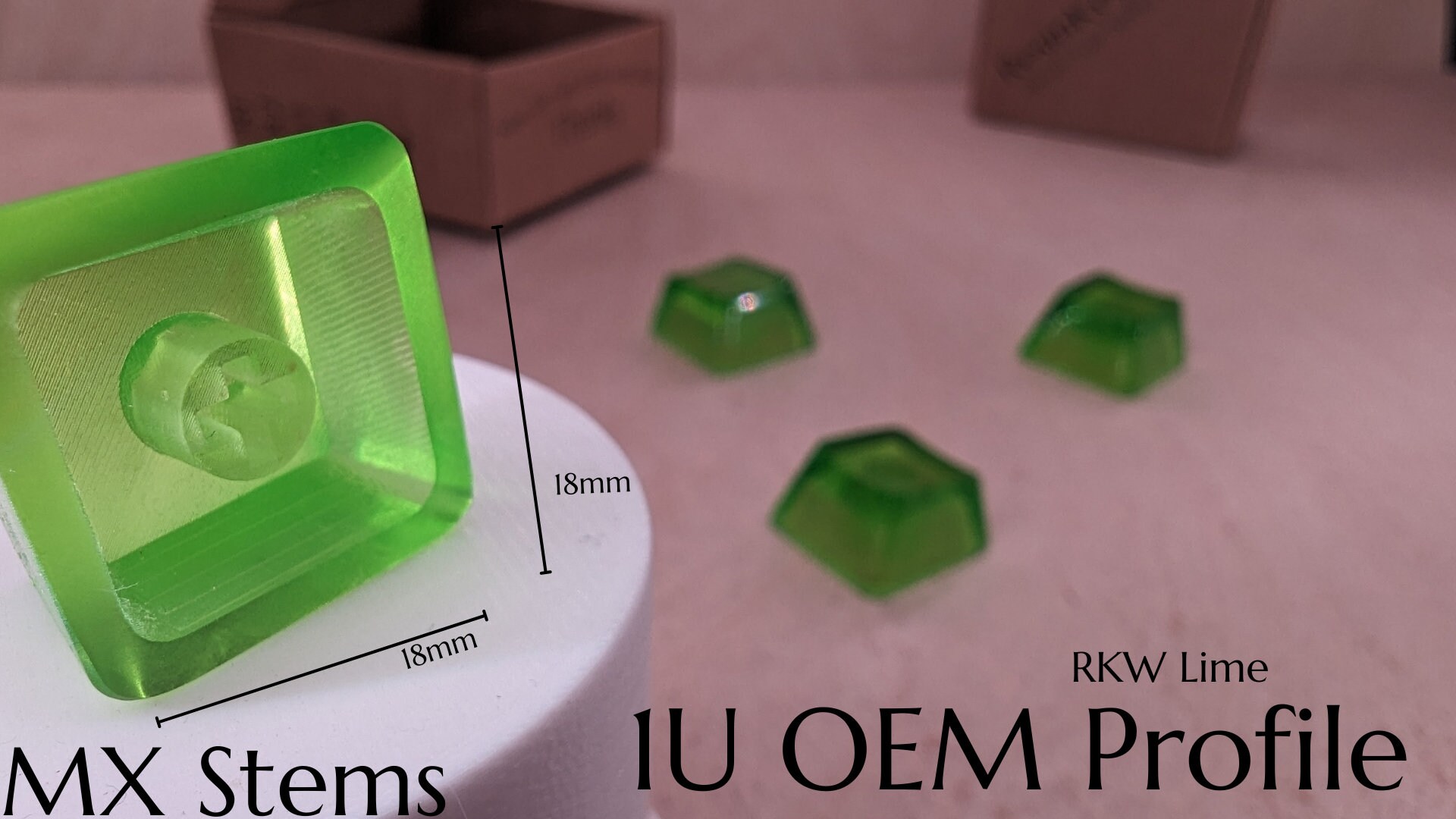 Lime Green Blank 1U Accent Keycaps, Transparent Hand Polished Resin OEM ...