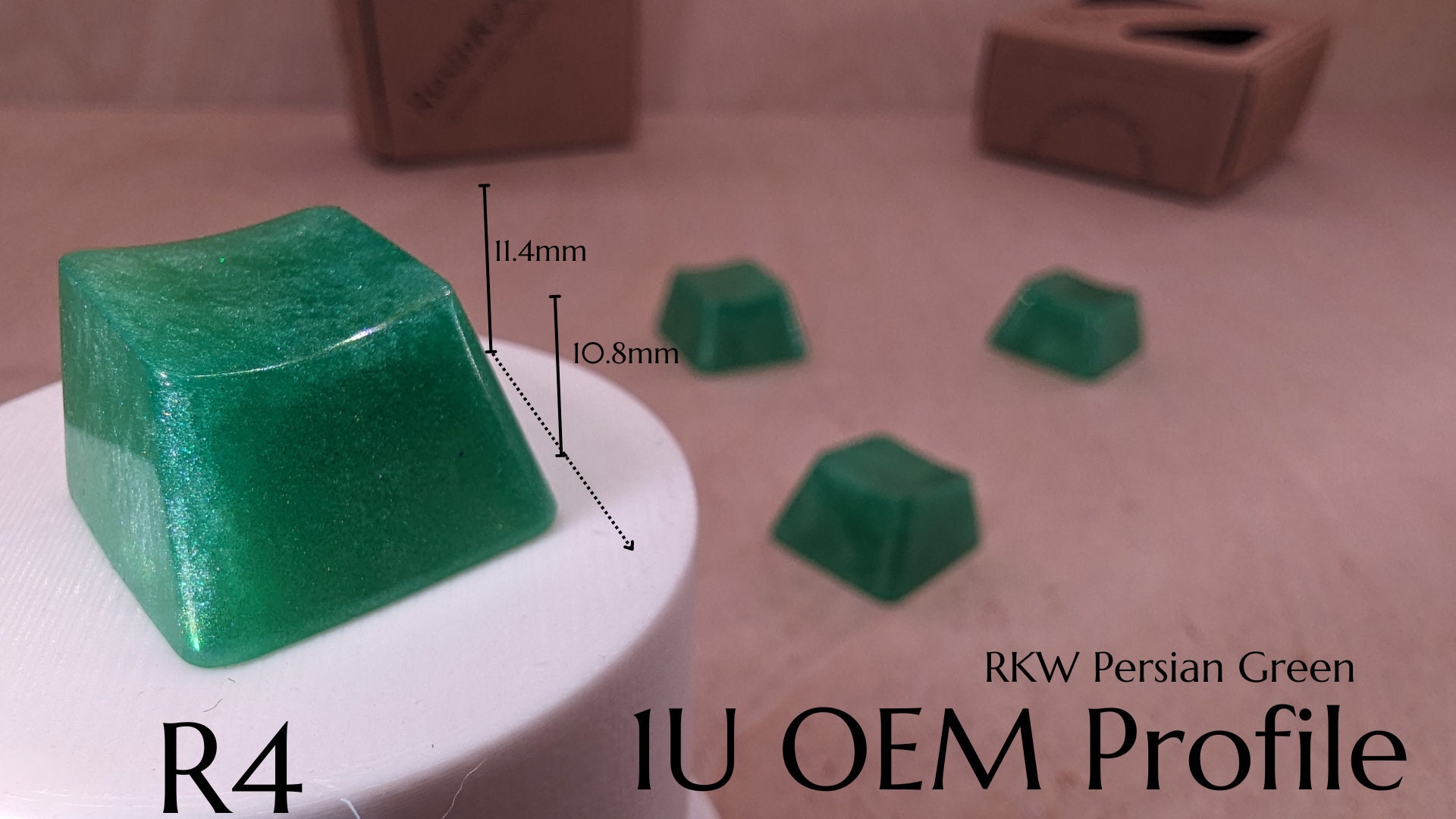 Persian Green Blank 1U Accent Keycaps, Semi-opaque Hand Polished Resin ...