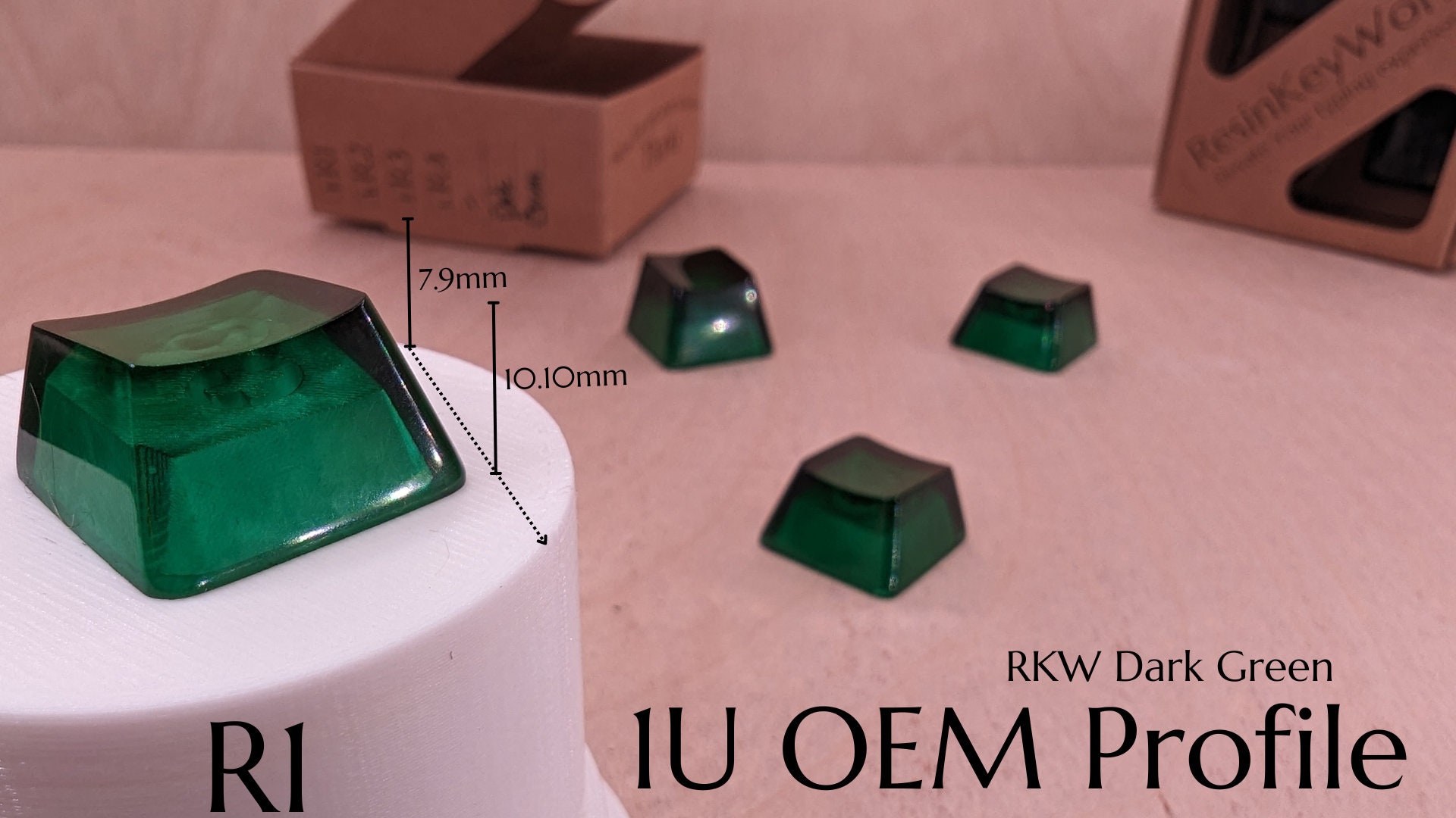 Dark Green Blank 1U Accent Keycaps, Transparent Hand Polished Resin OEM ...