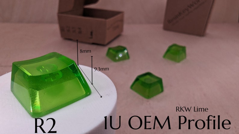 Lime Green Blank 1U Accent Keycaps, Transparent Hand Polished Resin OEM ...
