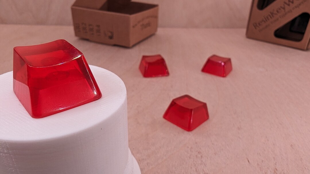 Red Blank 1U Accent Keycaps, Transparent Hand Polished Resin OEM Caps ...