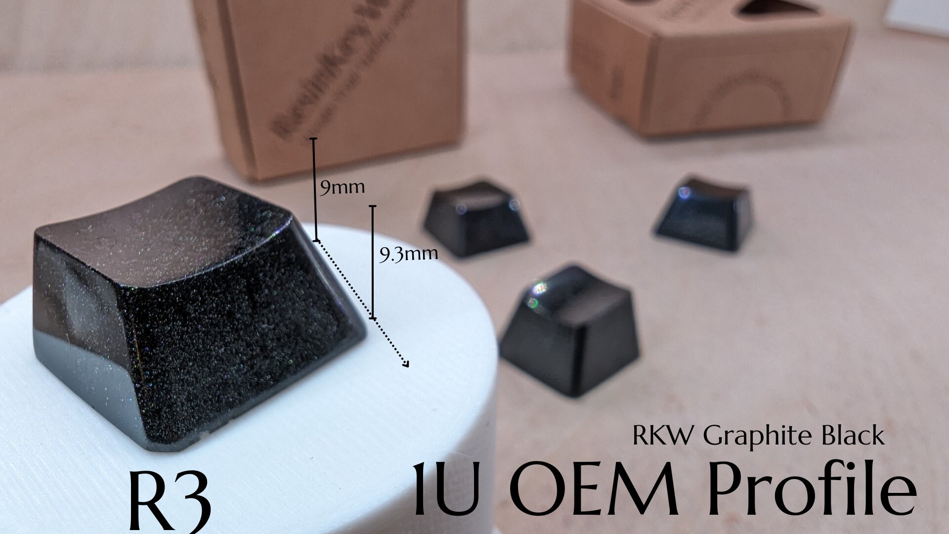 Graphite Black Blank 1U Accent Keycaps, Semi-opaque Hand Polished Resin ...