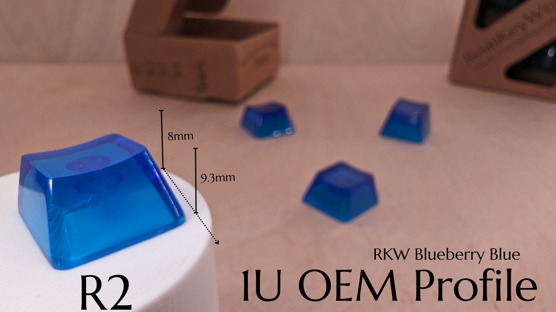 Blueberry Blue Blank 1U Accent Keycaps, Transparent Hand Polished Resin ...