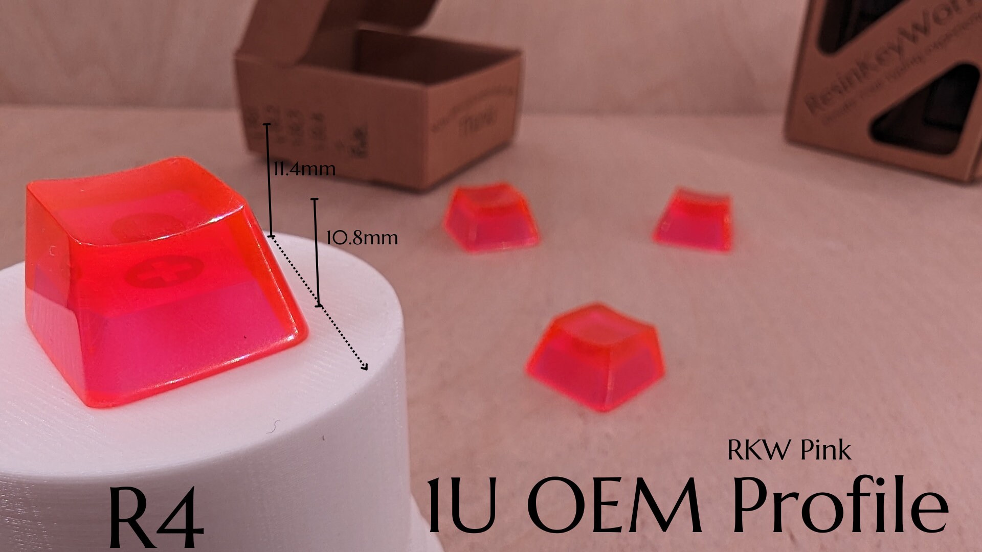 Pink Blank 1U Accent Keycaps, Transparent Hand Polished Resin OEM Caps ...