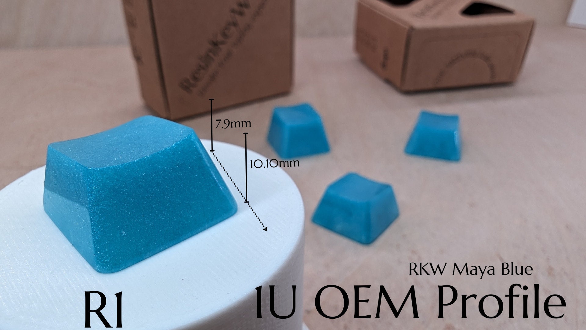 Maya Blue Blank 1U Accent Keycaps, Semi-opaque Hand Polished Resin OEM ...