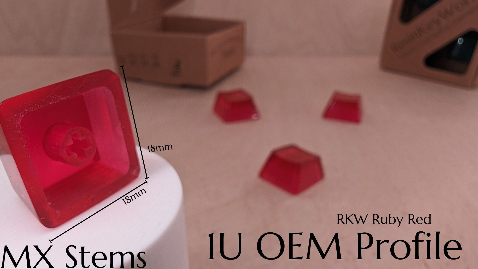 Ruby Red Blank 1U Accent Keycaps, Transparent Hand Polished Resin OEM ...