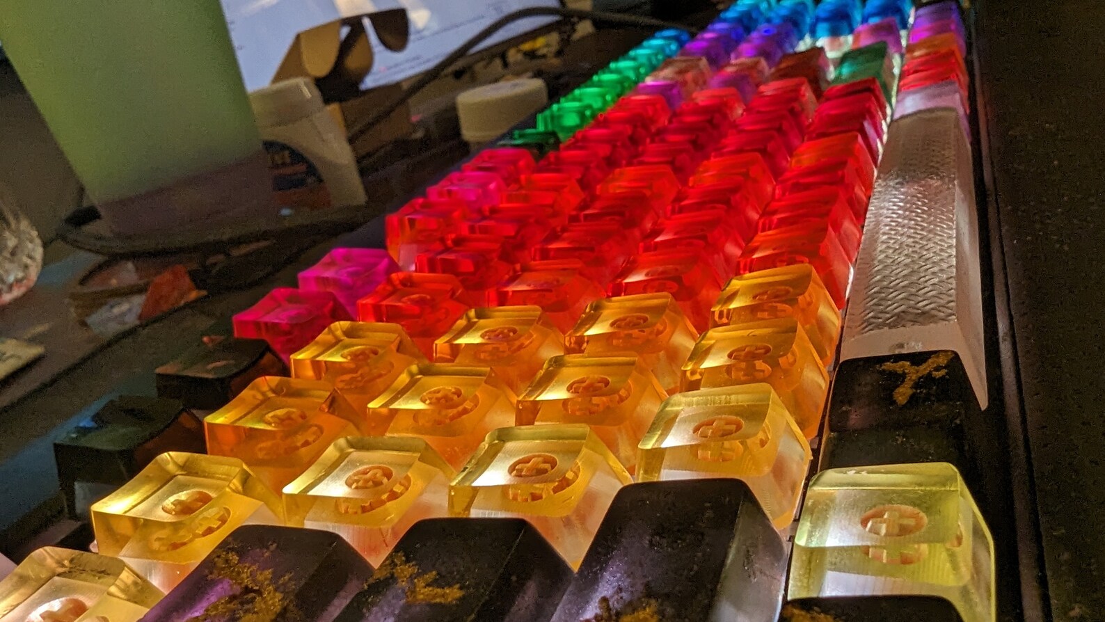 Lime Green Blank 1U Accent Keycaps, Transparent Hand Polished Resin OEM ...