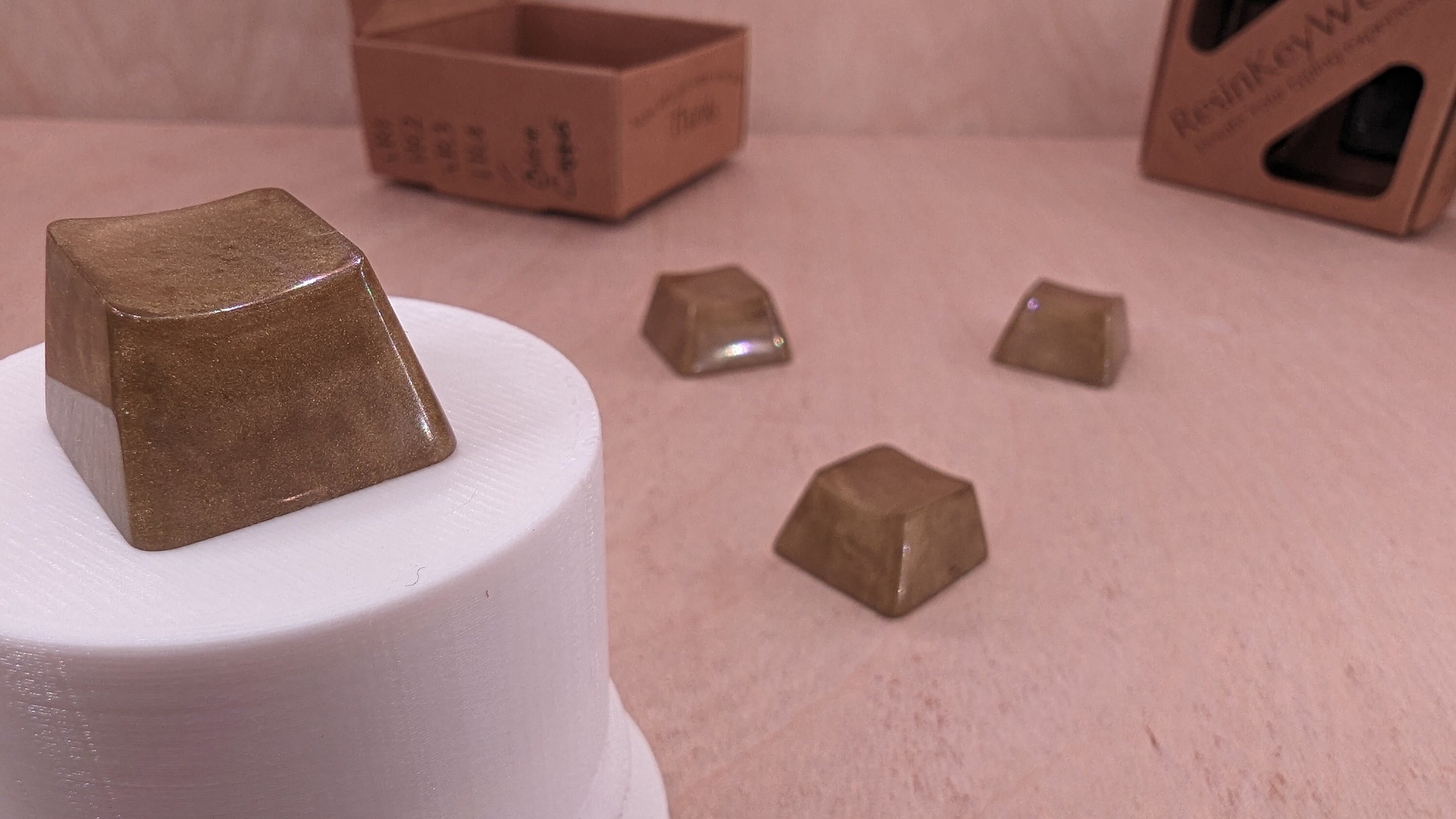 Green Copper Blank 1U Accent Keycaps, Transparent Hand Polished Resin ...