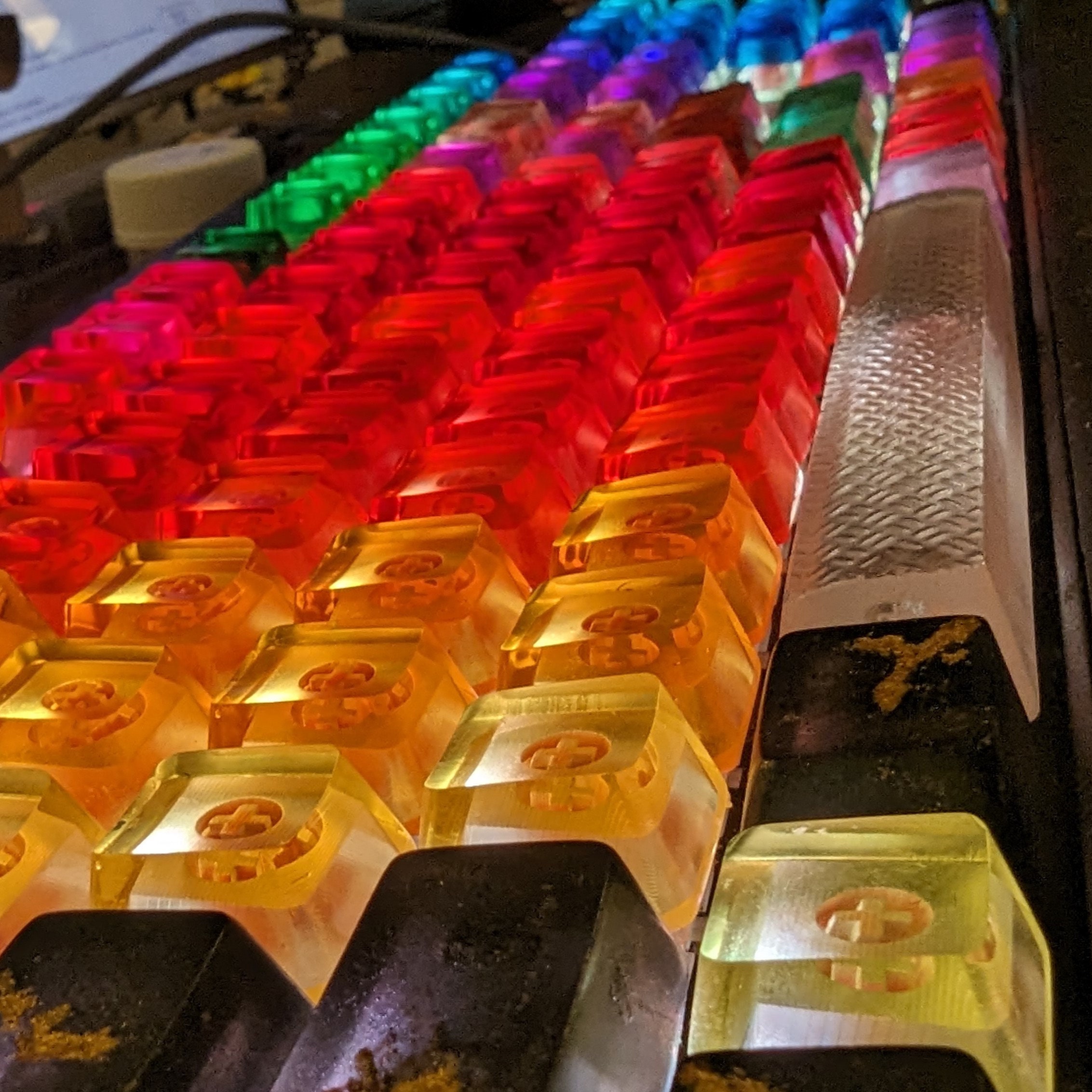 White Blank 1U Accent Keycaps, Transparent Hand Polished Resin OEM Caps ...