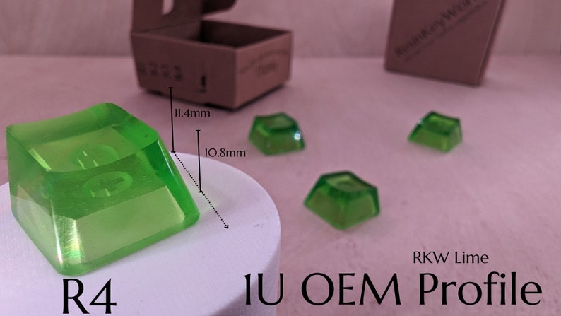 Lime Green Blank 1U Accent Keycaps, Transparent Hand Polished Resin OEM ...