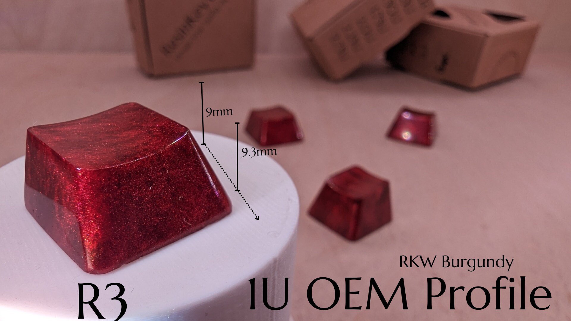Burgundy Red Blank 1U Accent Keycaps, Semi-opaque Hand Polished Resin ...