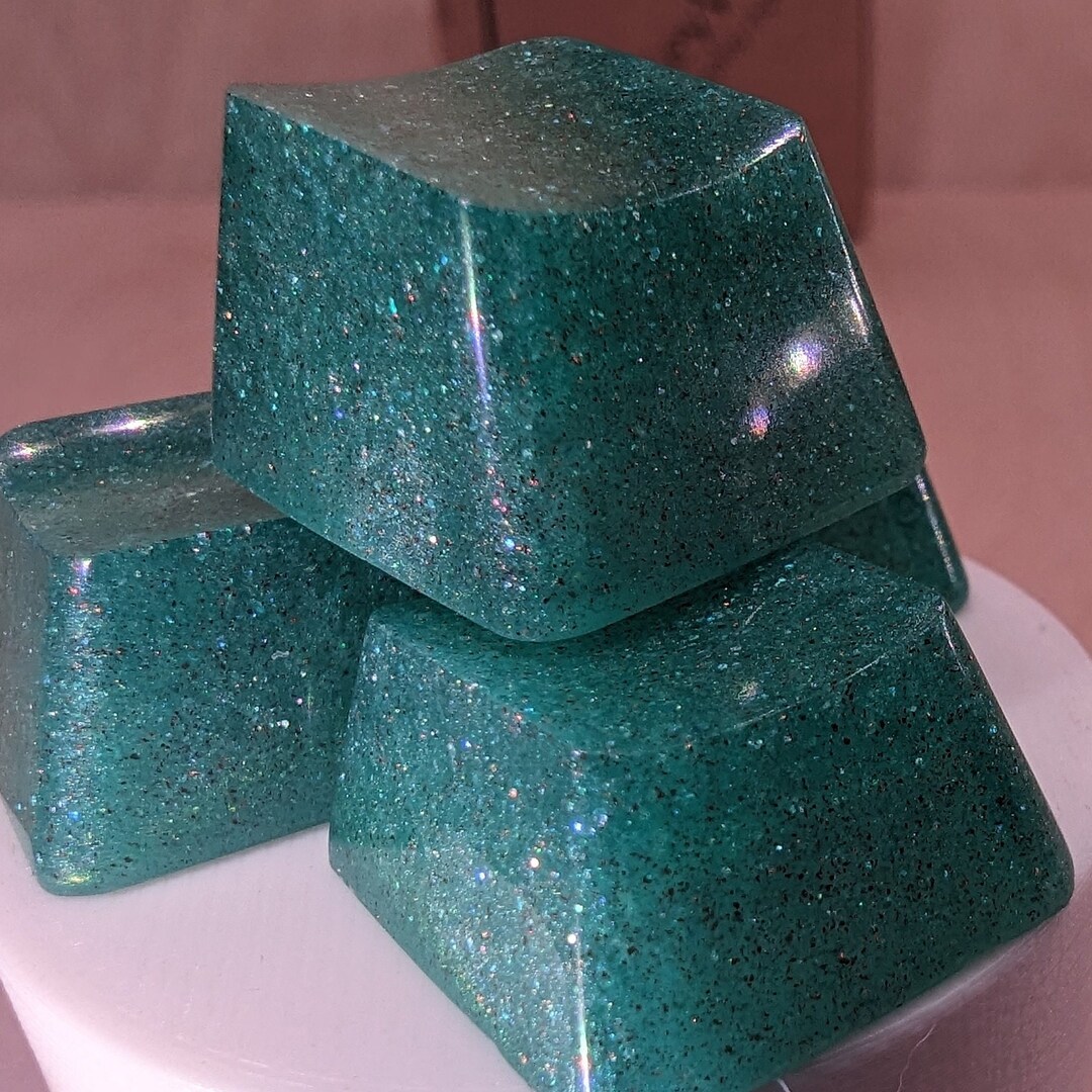 Turquoise Spark Blank 1U Accent Keycaps, Semi-opaque Hand Polished ...