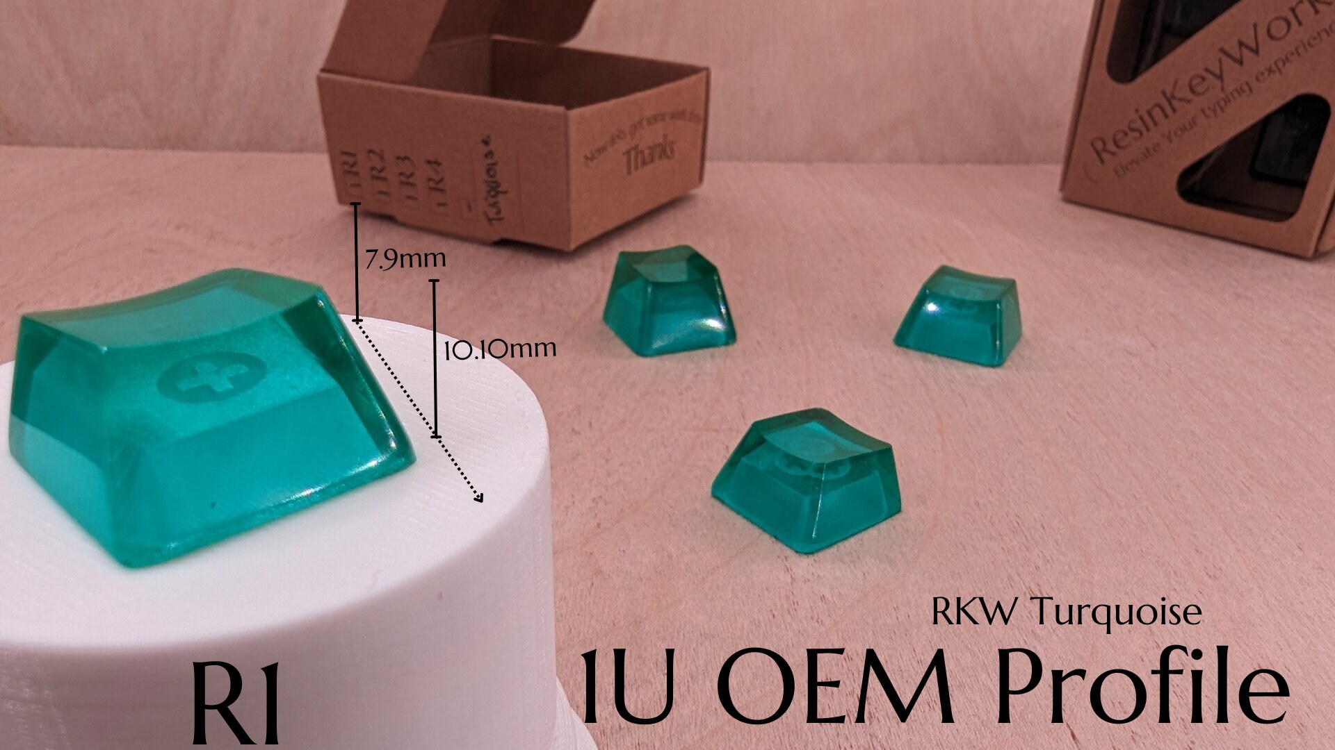 Turquoise Blank 1U Accent Keycaps, Transparent Hand Polished Resin OEM ...