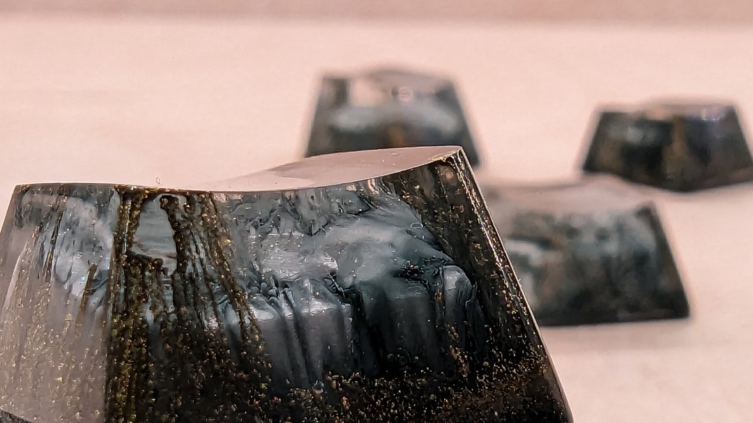 Black and Gold 1U Keycap, Hand Polished Multicolored Cherry OEM Artisan ...