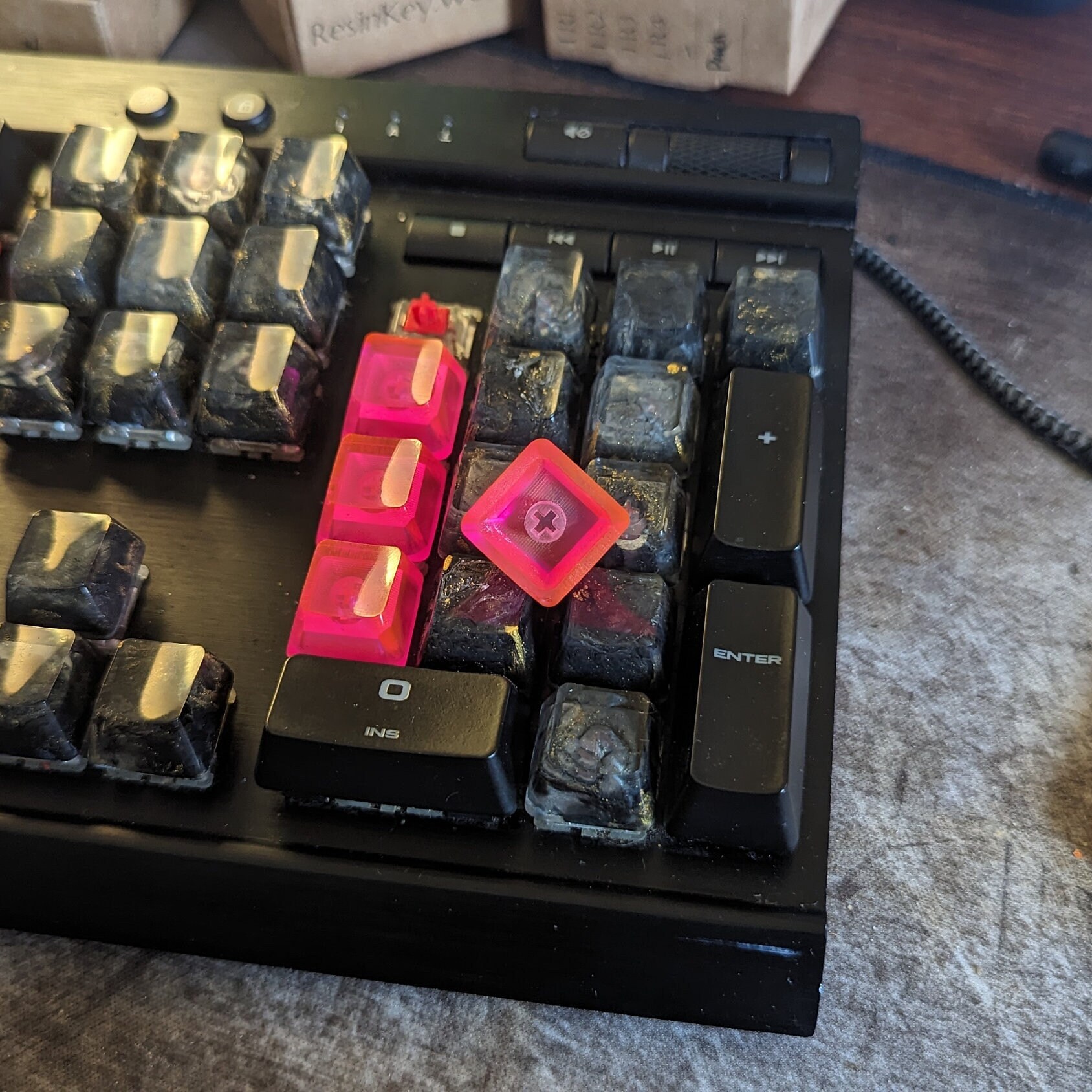 Peach Pink Blank 1U Accent Keycaps, Transparent Hand Polished Resin OEM ...