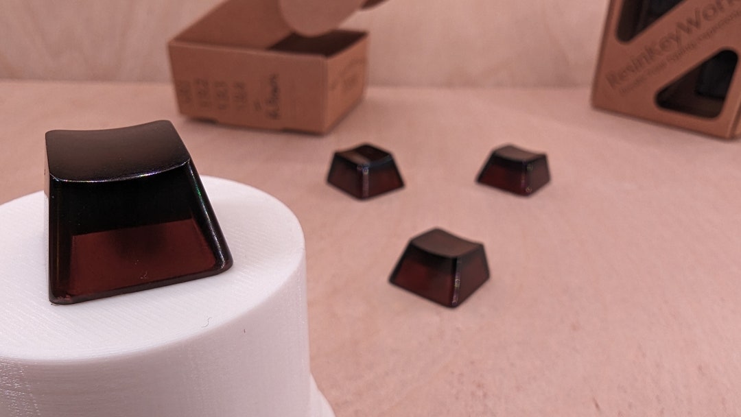 Red Brown Blank 1U Accent Keycaps, Transparent Hand Polished Resin OEM ...