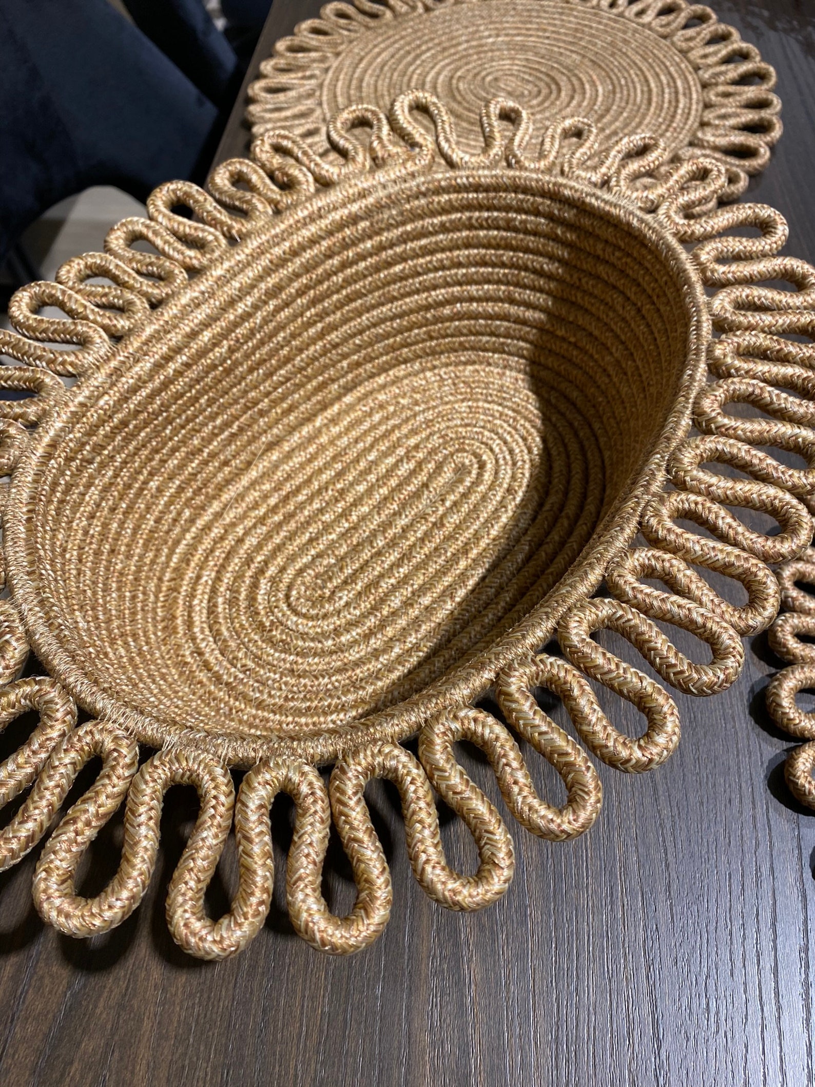 6 Piece Placemats, Dining Table Mat Sets, 1 Piece Basket, Rope ...