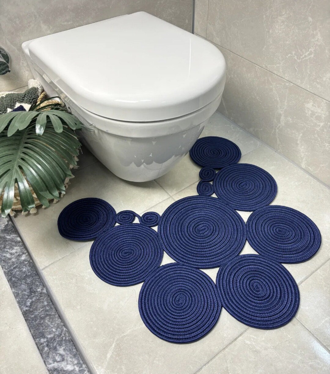 Bathroom Mat, Toilet Mat, Bath Mat Boho Style Mat, Colors: Navy Blue - Etsy
