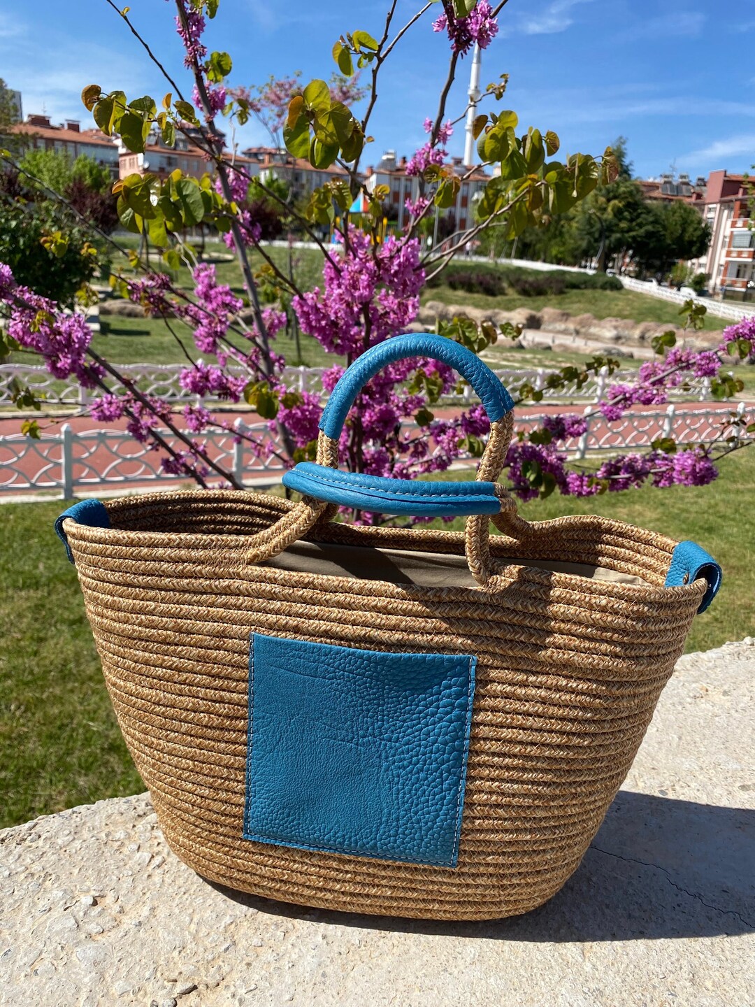 Straw Bag Large, Straw Bag Beach, Basket Bag, Leather Bag, Shopping ...