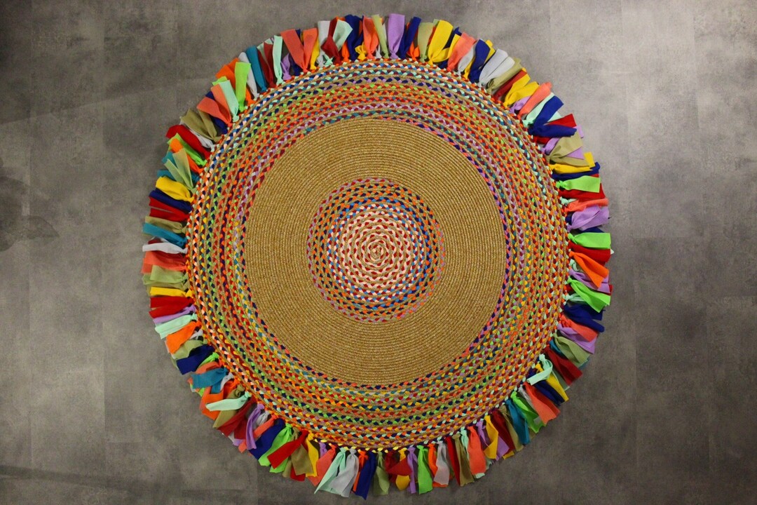 Handmade Round Cotton Area Rug, Custom Sizes 80-140 Cm, Boho Nursery ...