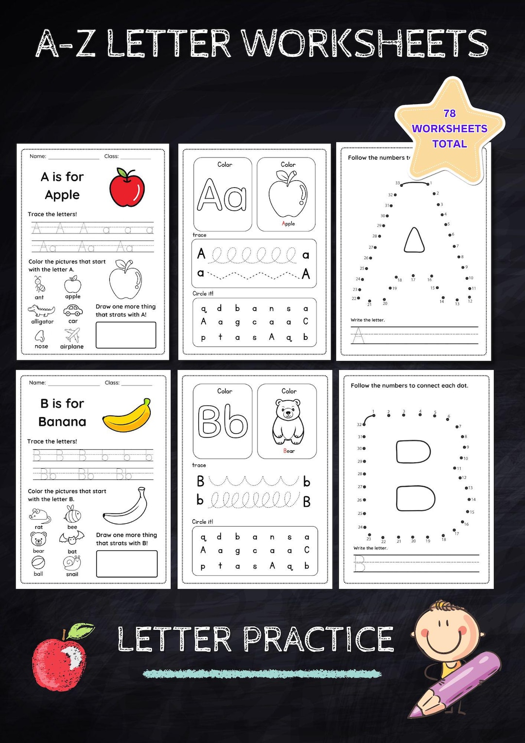 A–Z Letter Tracing Worksheets for Preschool | Alphabet Practice ...