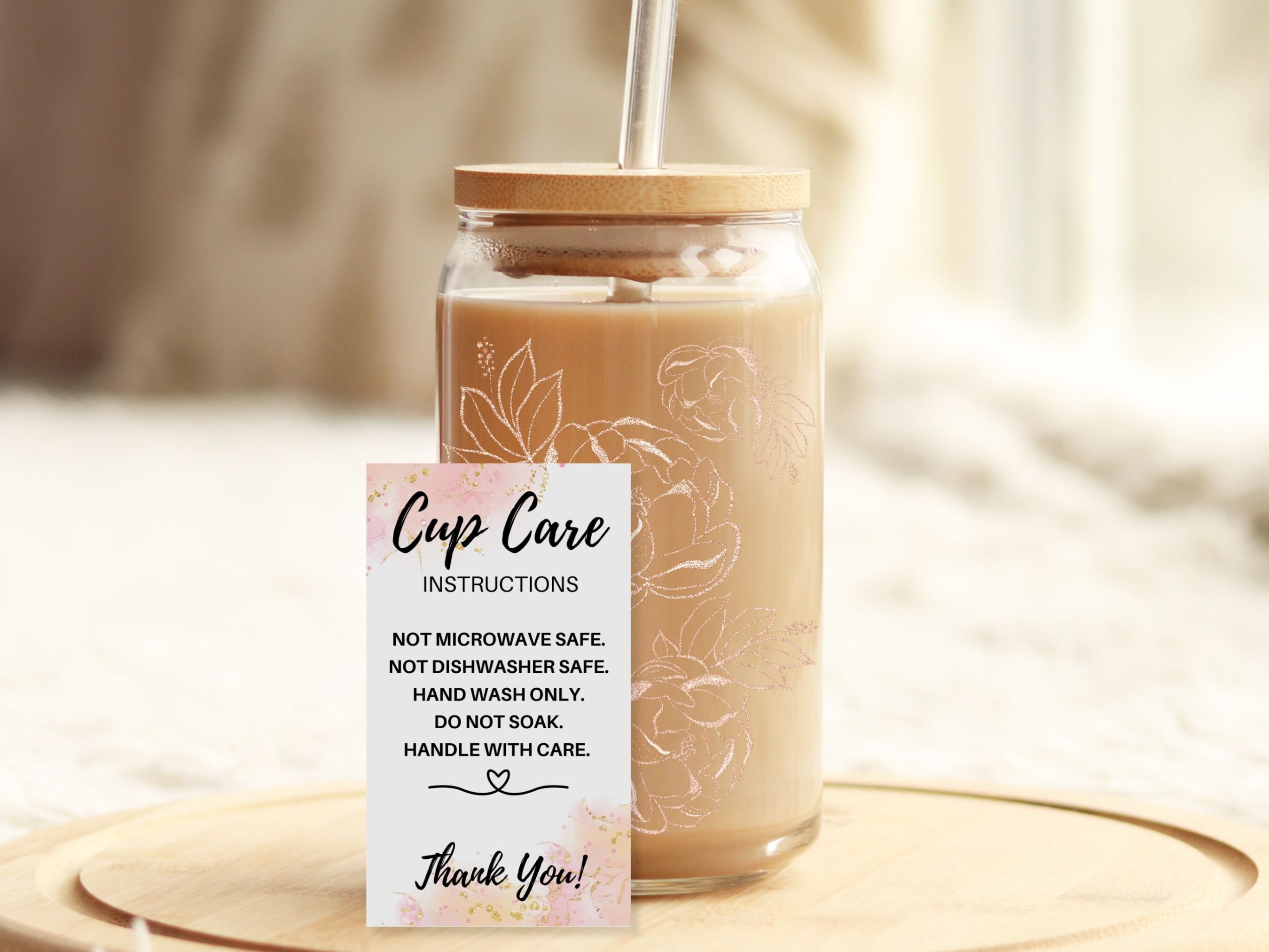 Watercolor Cup Care Card, Print and Cut File, Cup Care Washing ...